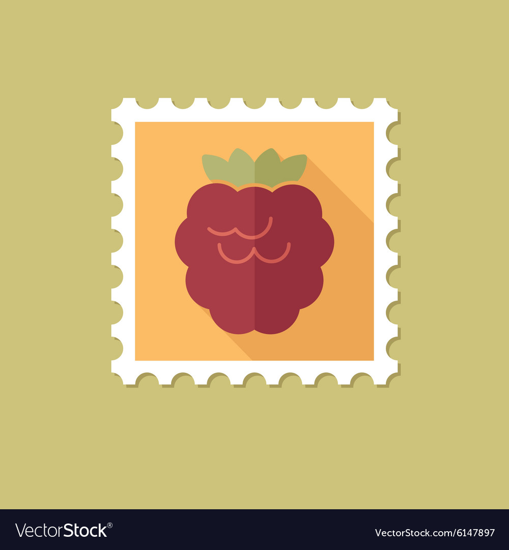 Raspberry flat stamp with long shadow Royalty Free Vector