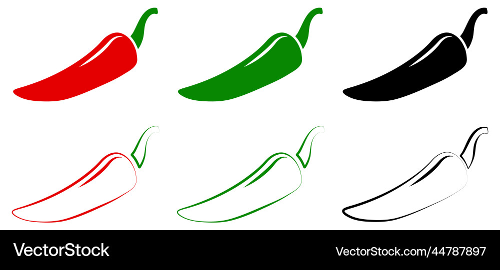Spicy chili pepper icon set Royalty Free Vector Image