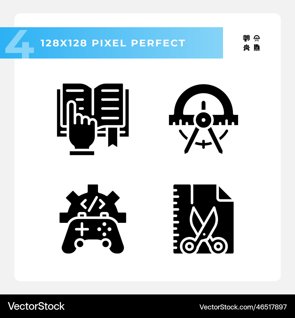Stem related subjects pixel perfect black glyph Vector Image
