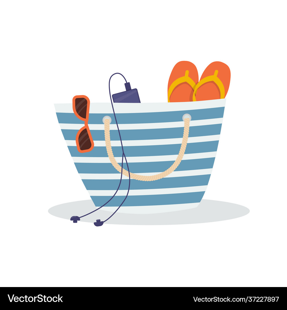 Womens beach bag with accessories isolated Vector Image