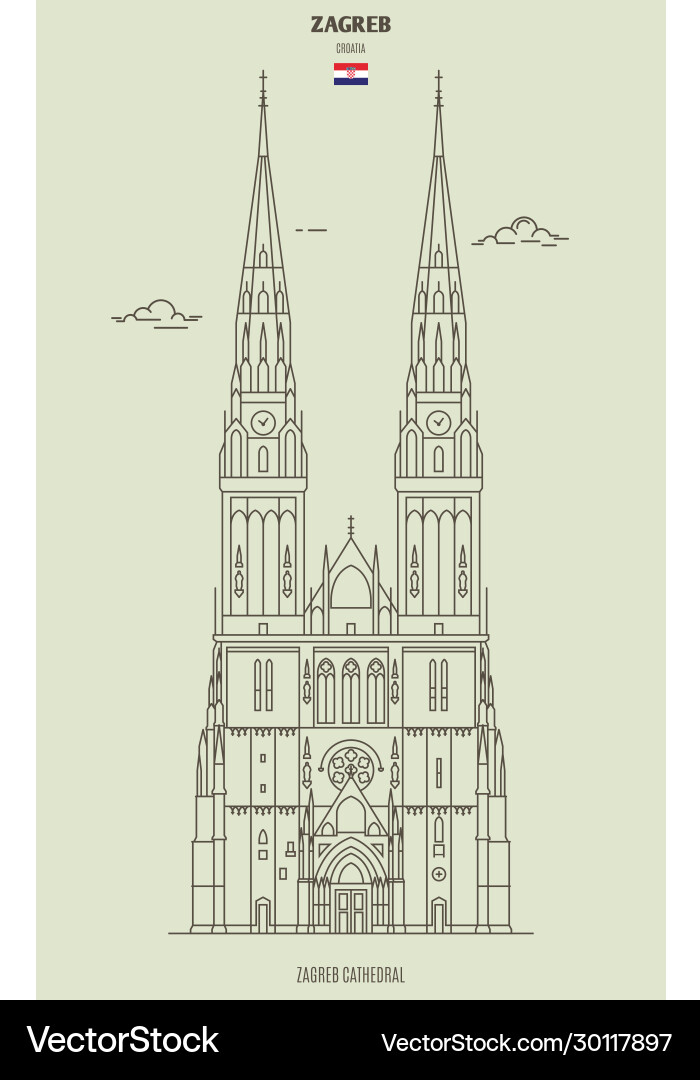 Zagreb cathedral croatia Royalty Free Vector Image