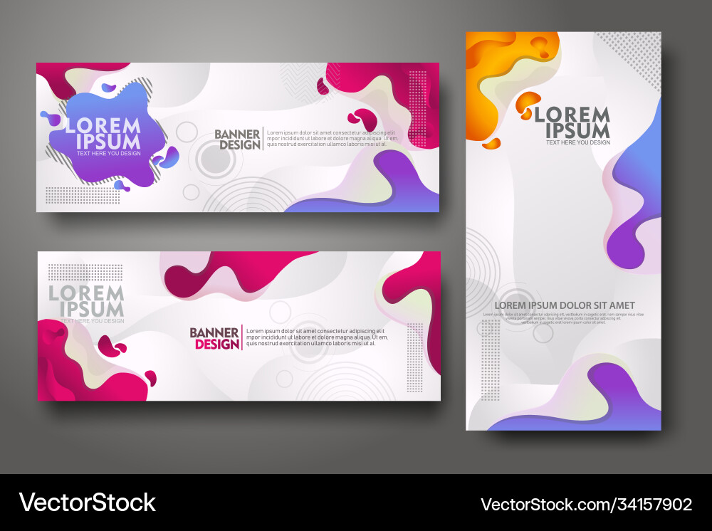 Banner set design template in trendy vibrant Vector Image