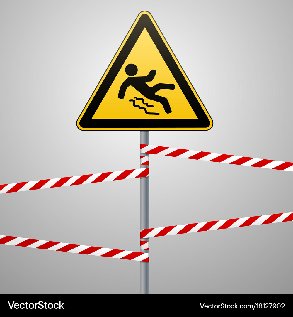 Caution - danger beware of slippery safety sign Vector Image