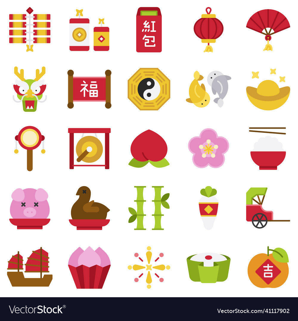 Chinese new year icon set 2 Royalty Free Vector Image