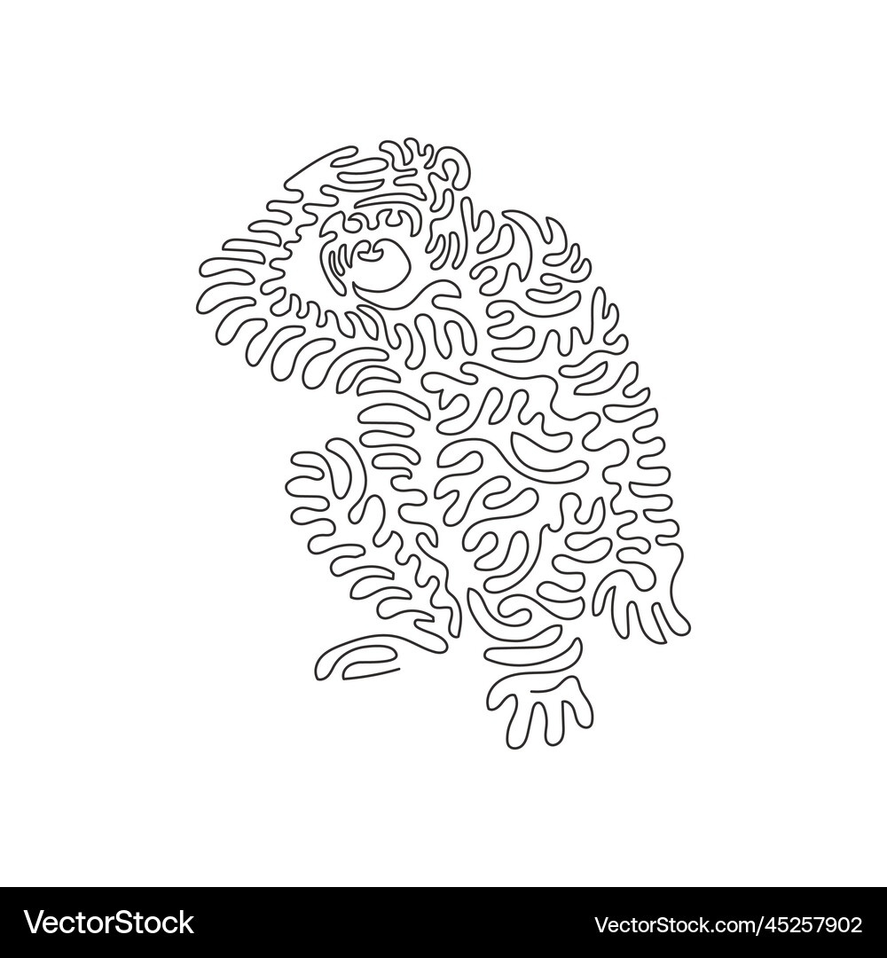 Continuous curve one line drawing of cute Vector Image