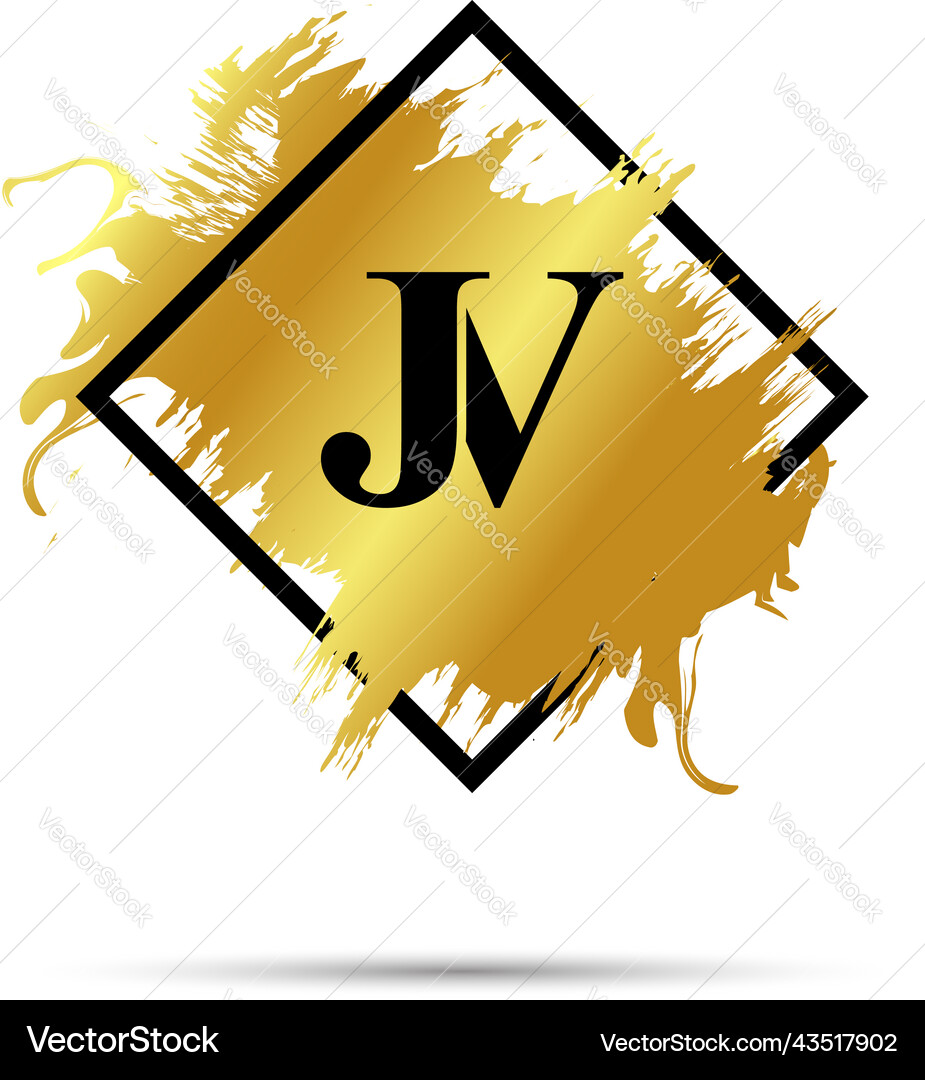Gold jv logo symbol art design Royalty Free Vector Image