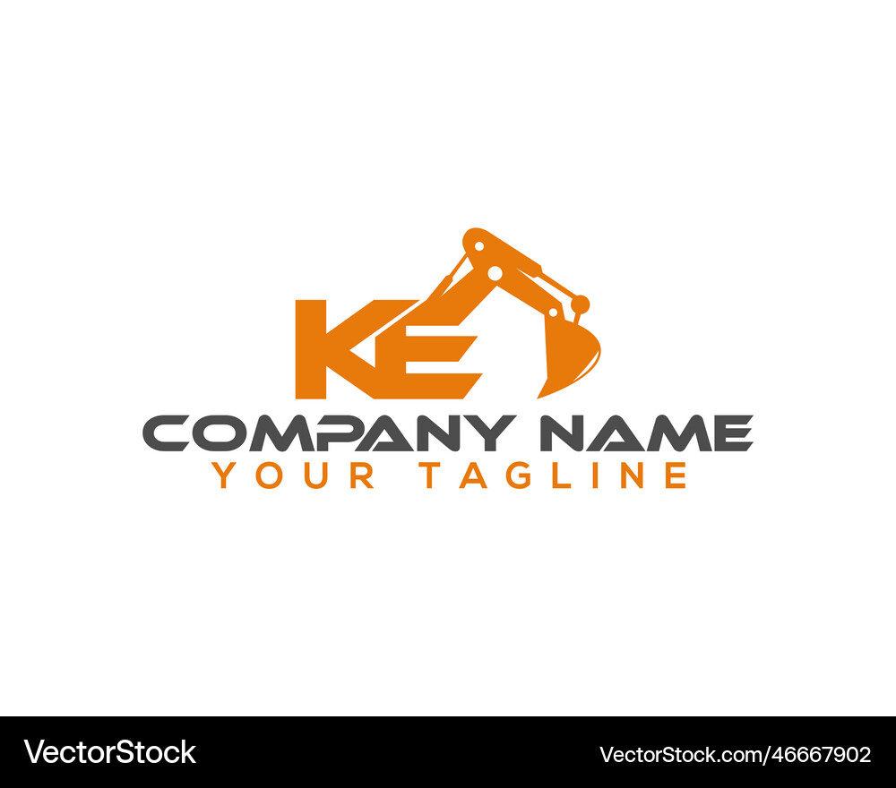 Letter ke building with excavator logo Royalty Free Vector