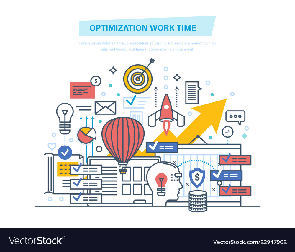 Optimization work time time management planning Vector Image