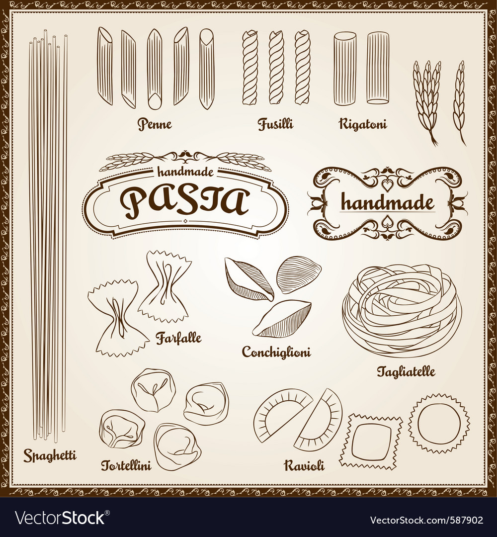 Pasta set Royalty Free Vector Image - VectorStock