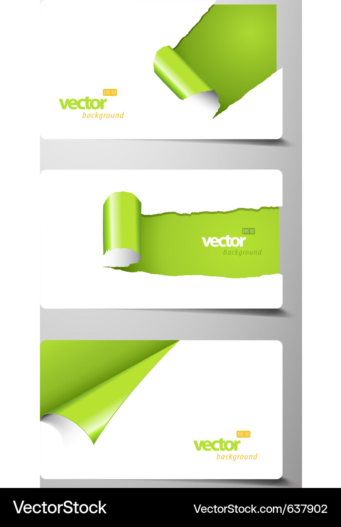 Set of gift cards with rolled corners Royalty Free Vector