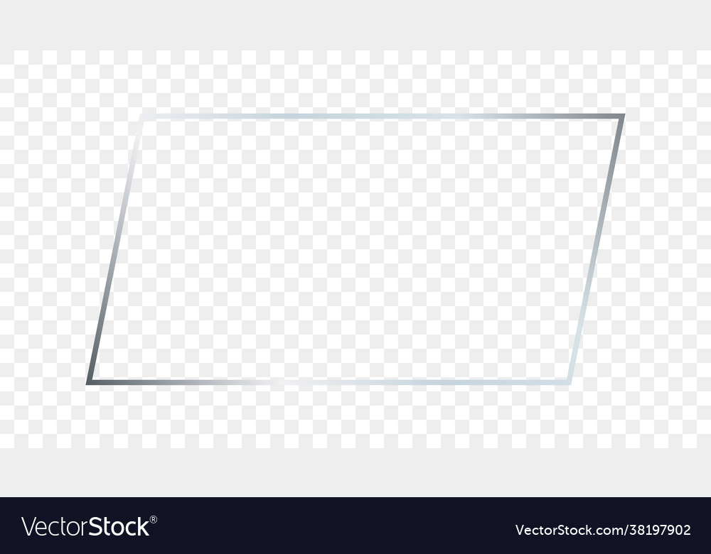 Silver glowing rectangular shape frame Royalty Free Vector