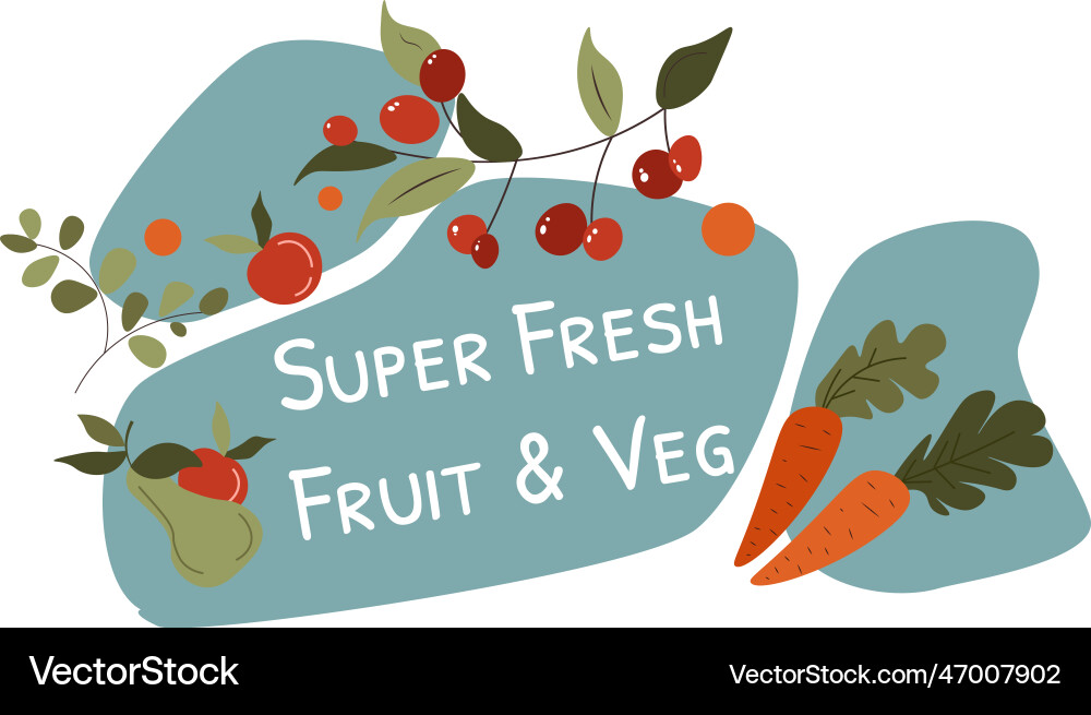 Super fresh fruit and vegetables carrot berries Vector Image