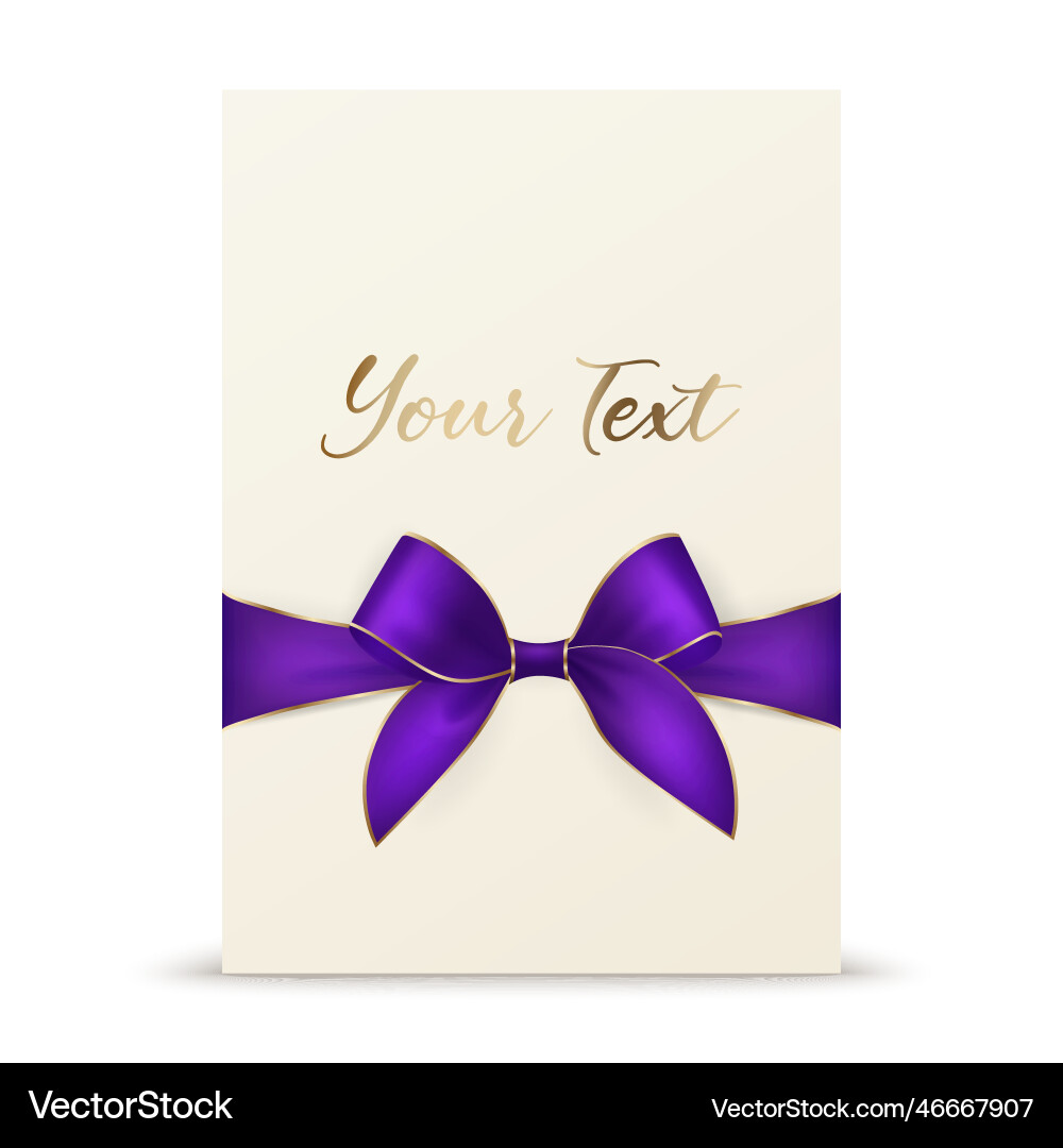 3d realistic purple gift ribbon and bow Royalty Free Vector