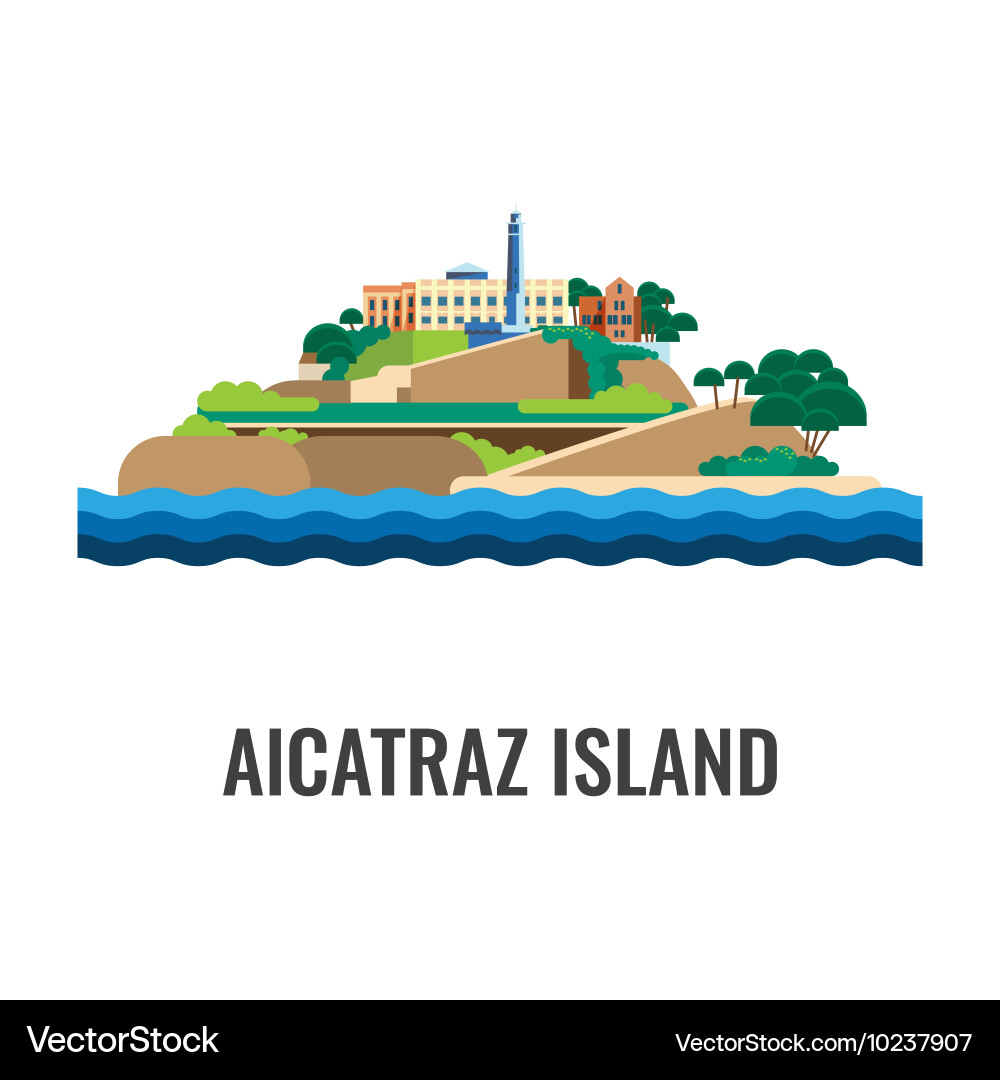 Alcatraz island view from the sea Royalty Free Vector Image