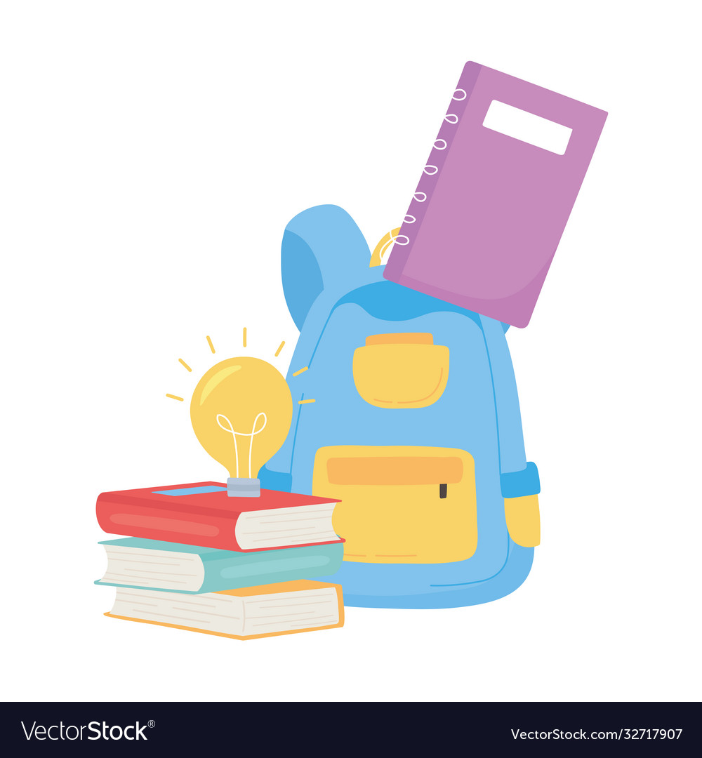 Back to school backpack books and notebook Vector Image