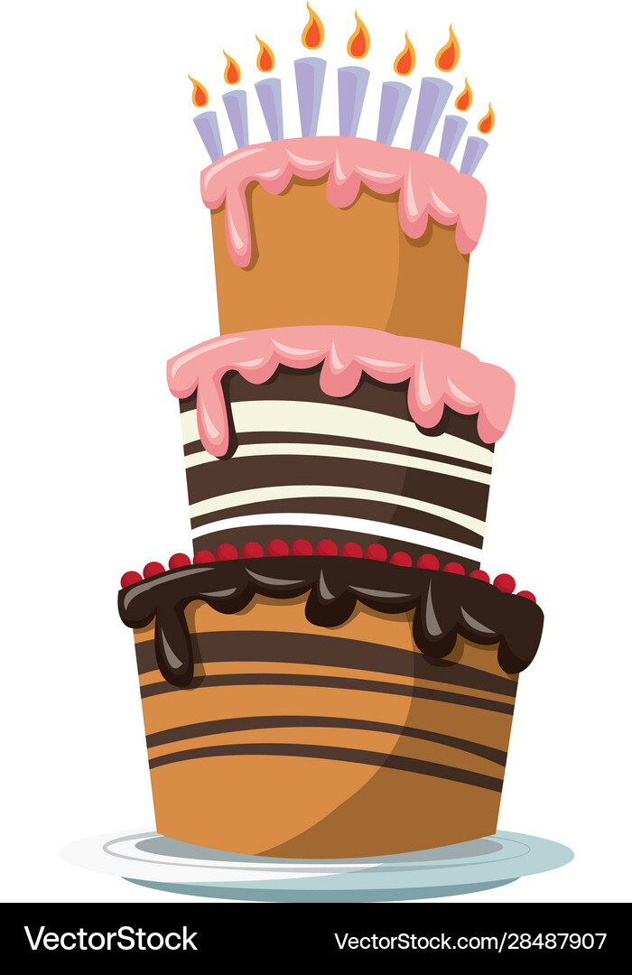 Big birthday cake icon colorful design Royalty Free Vector