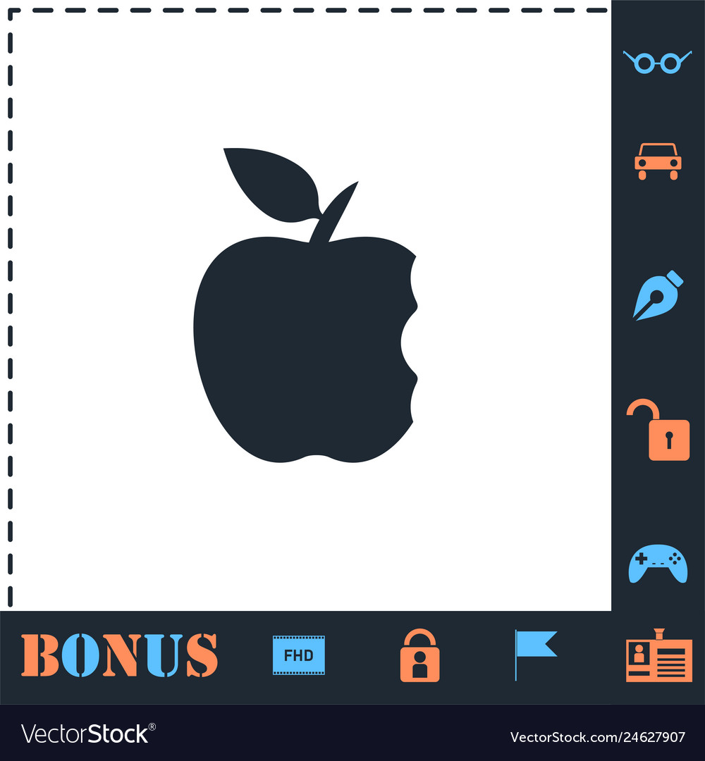 Bite apple icon flat Royalty Free Vector Image