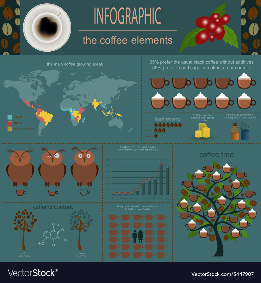 Coffee infographics set elements for creating Vector Image