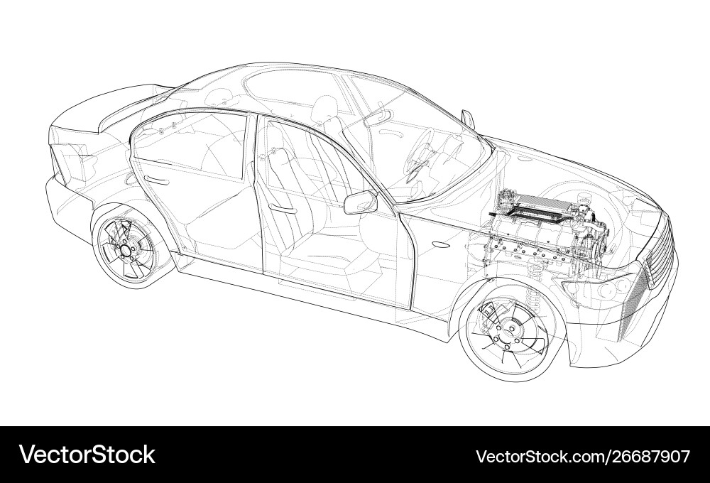 Concept car rendering 3d Royalty Free Vector Image