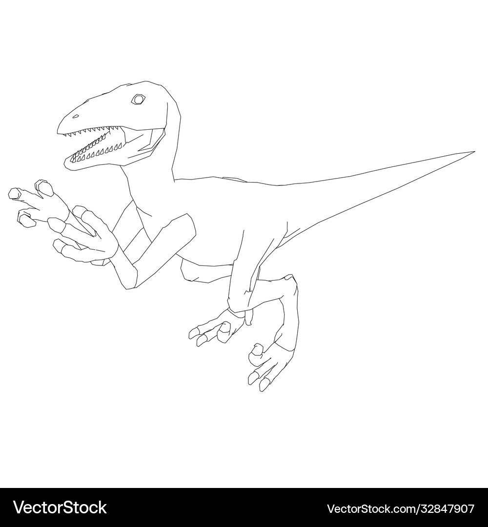 Dinosaur contour from black lines on a white Vector Image
