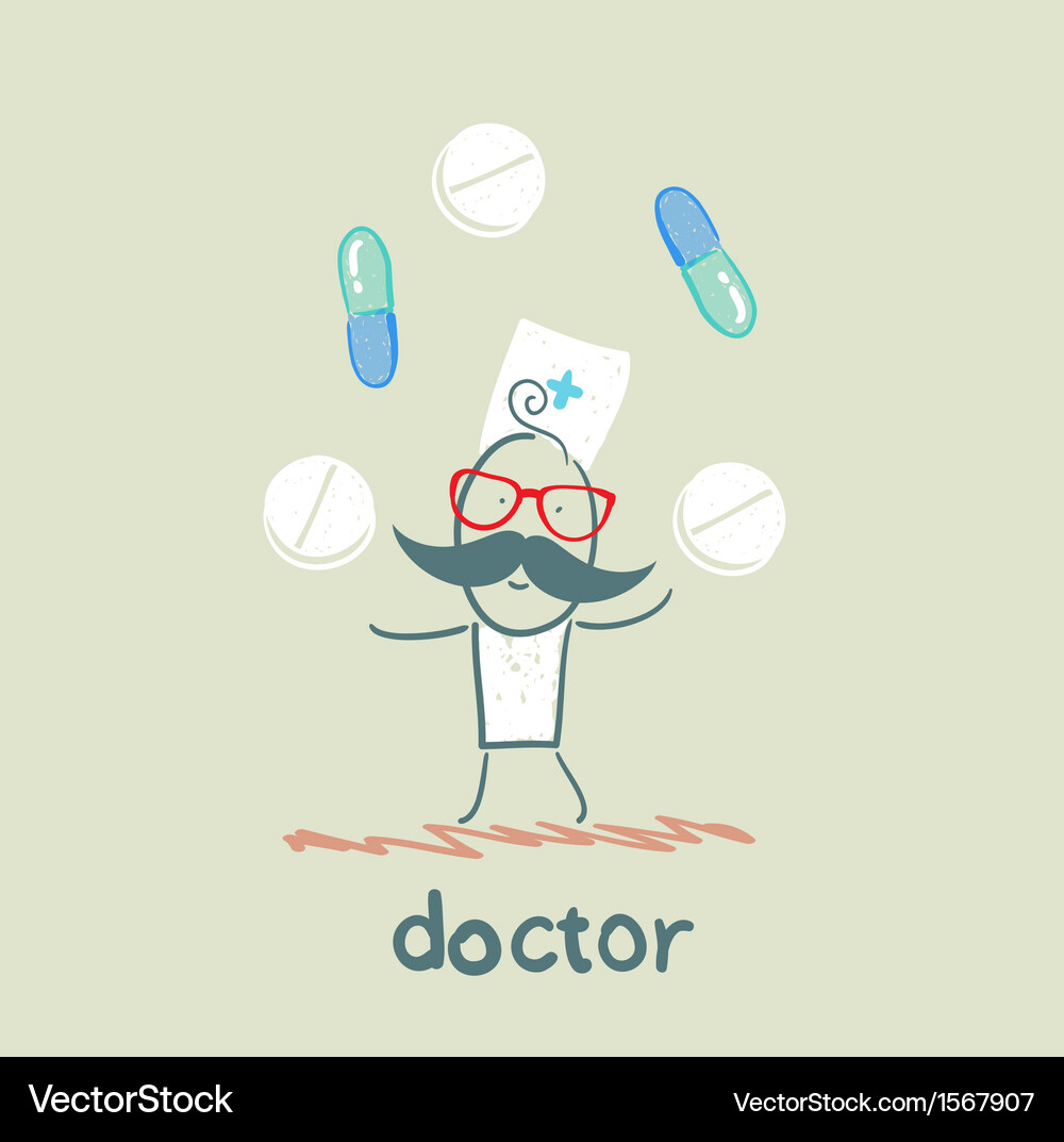 Doctor with tablets and pills Royalty Free Vector Image