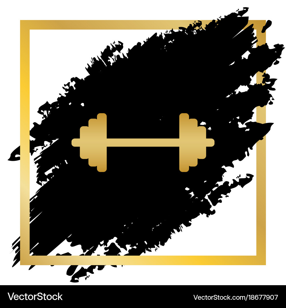 Dumbbell weights sign golden icon Royalty Free Vector Image