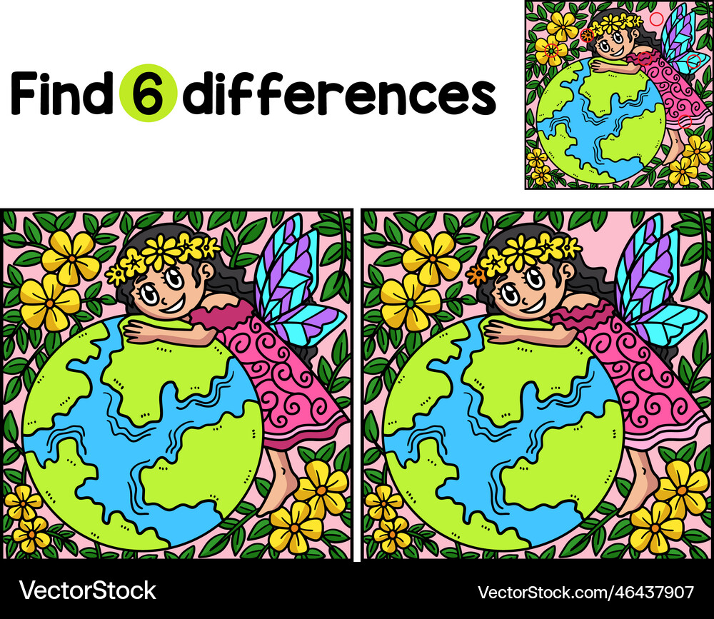 Earth day mother nature find the differences Vector Image