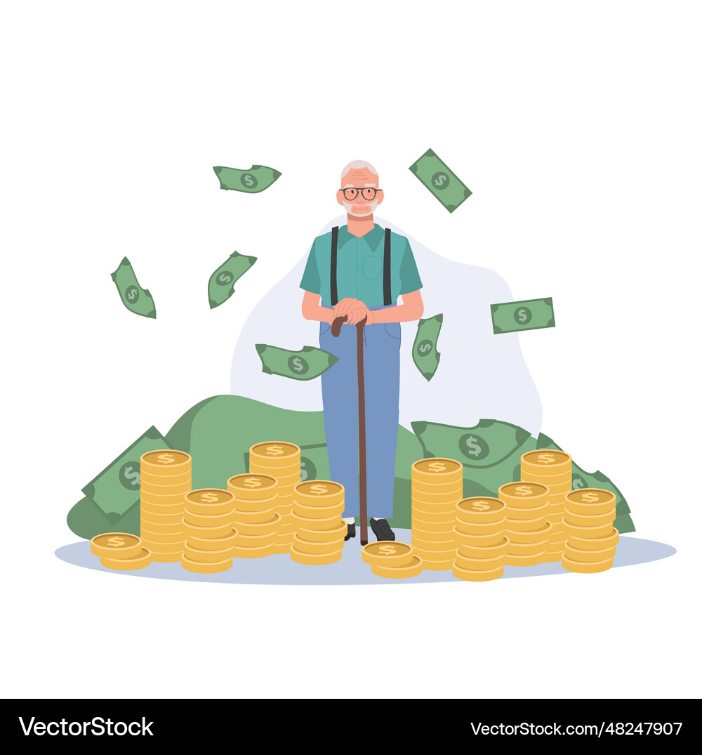 Elegant retirement wealth concept senior man Vector Image