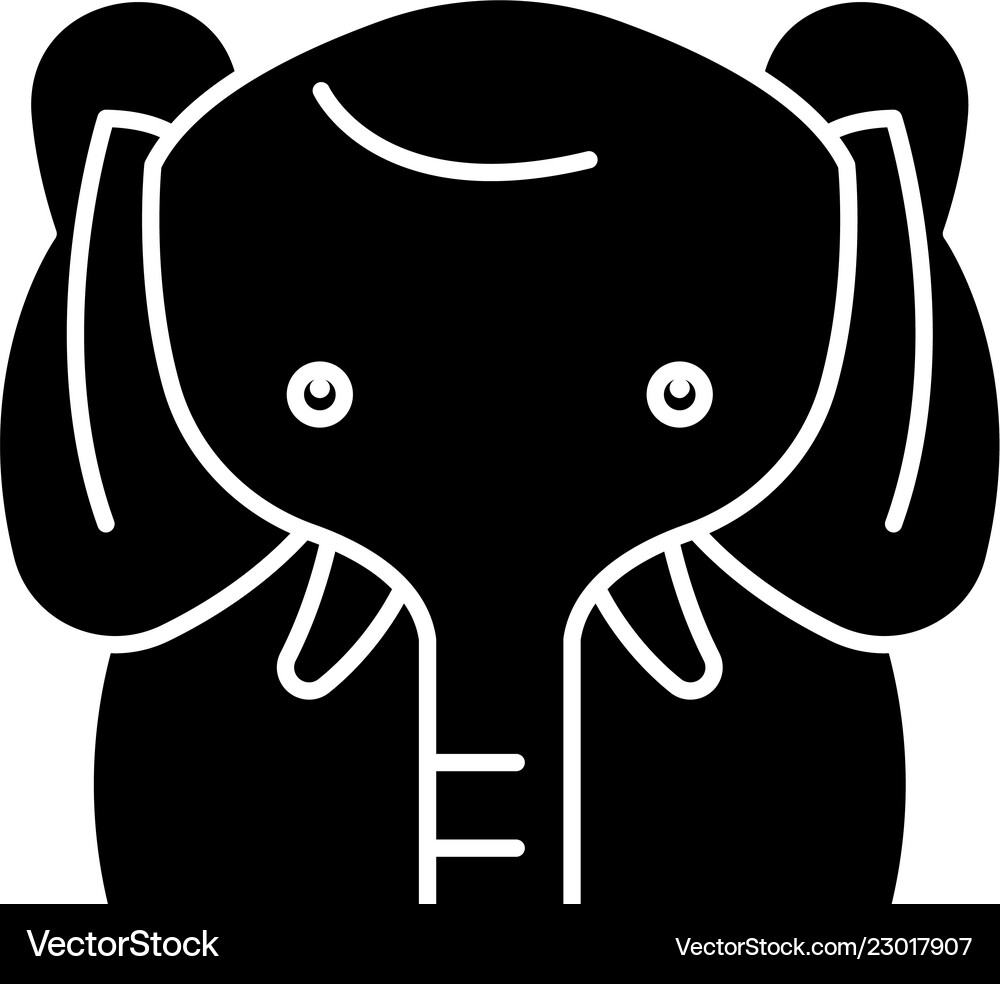 Funny elephant black icon sign on isolated Vector Image