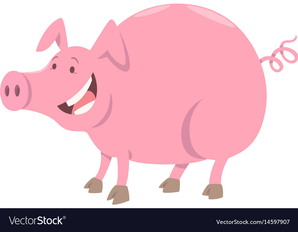 Funny pig farm animal character Royalty Free Vector Image