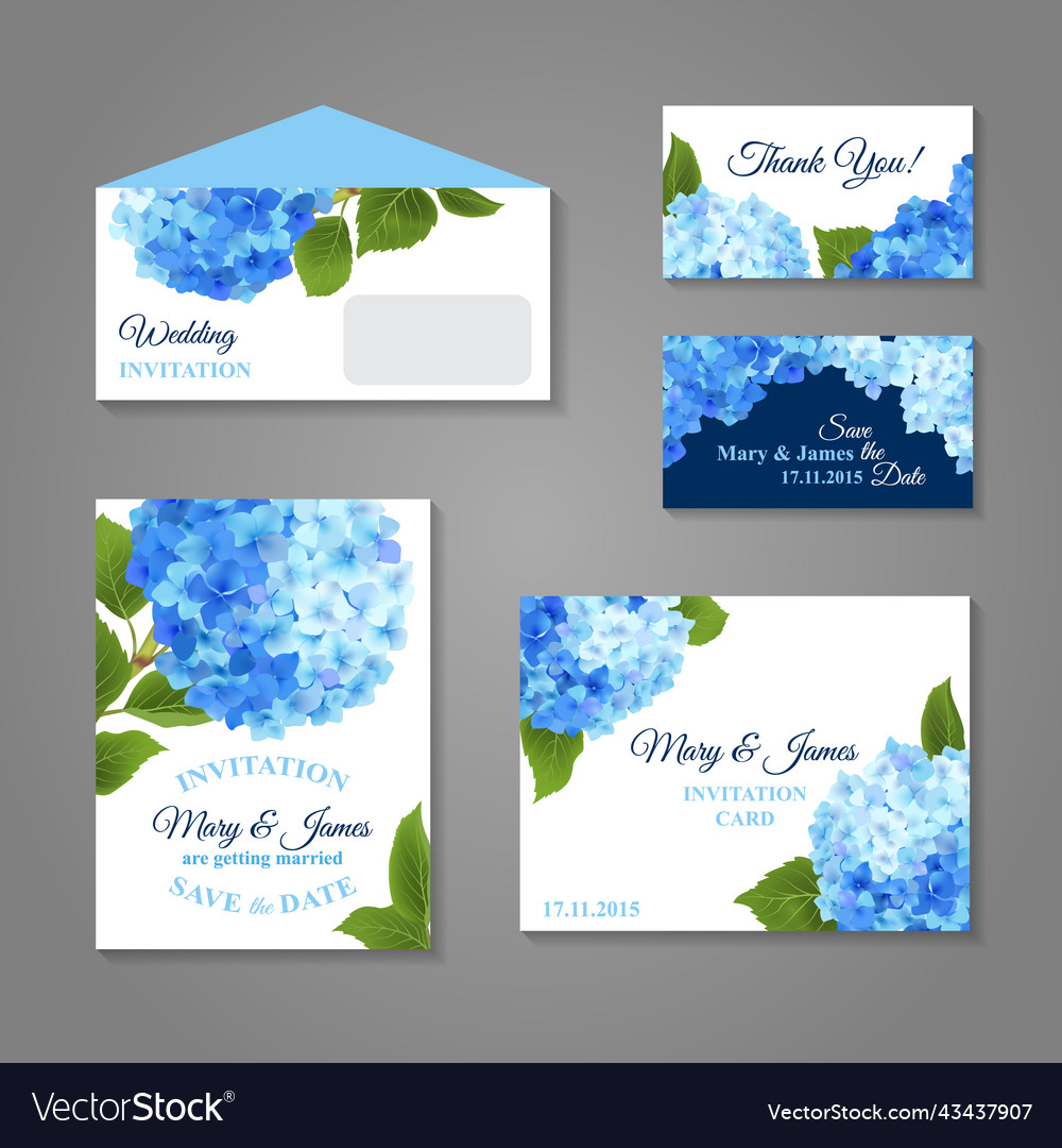 Hydrangea invitations set Royalty Free Vector Image
