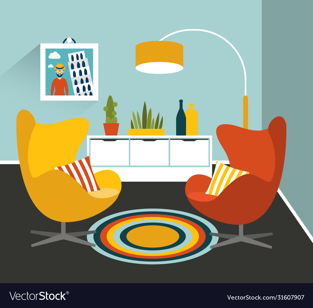 Interior design flat Royalty Free Vector Image