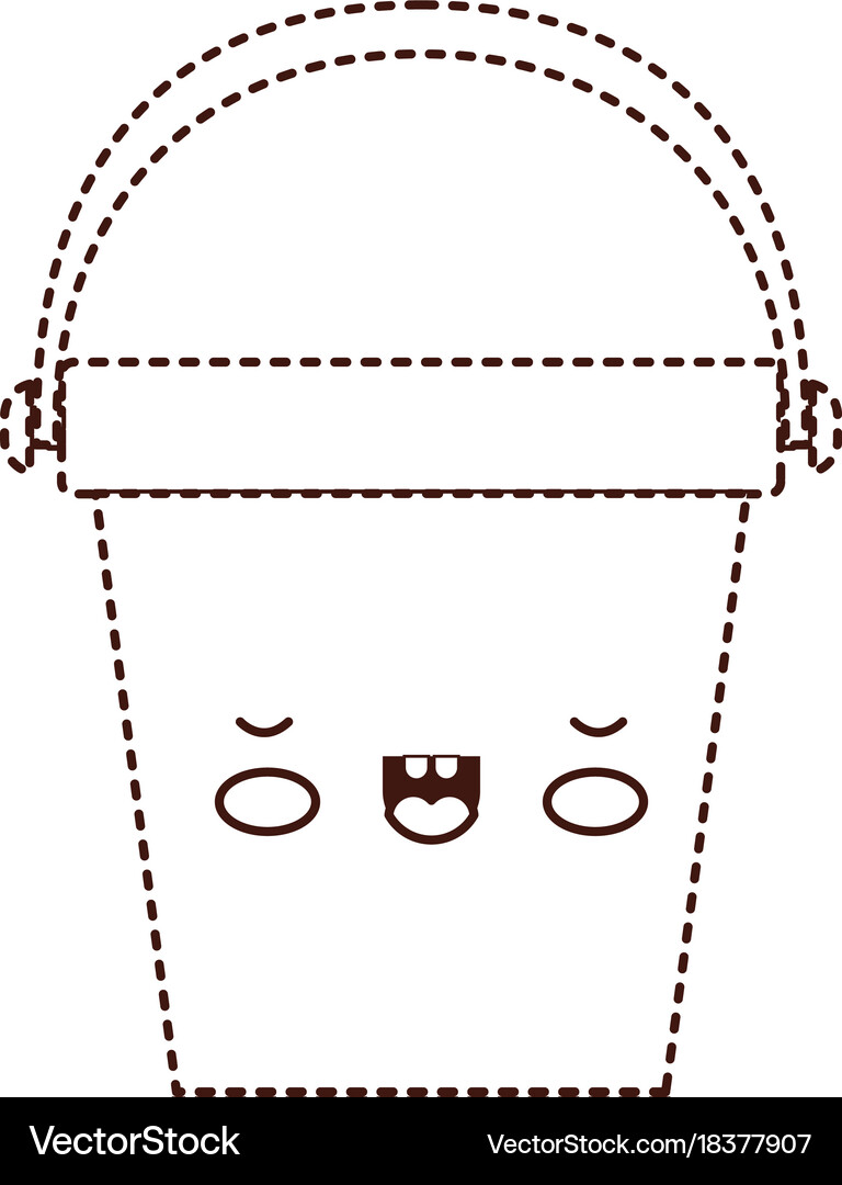 Kawaii bucket with handle in brown dotted Vector Image