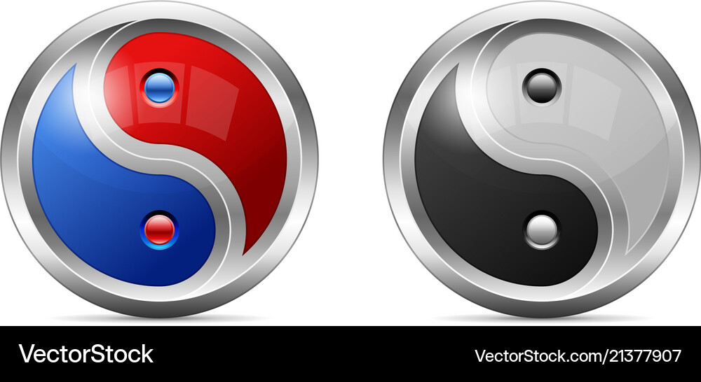 Metallic yin yang symbol design as 3d shaped Vector Image