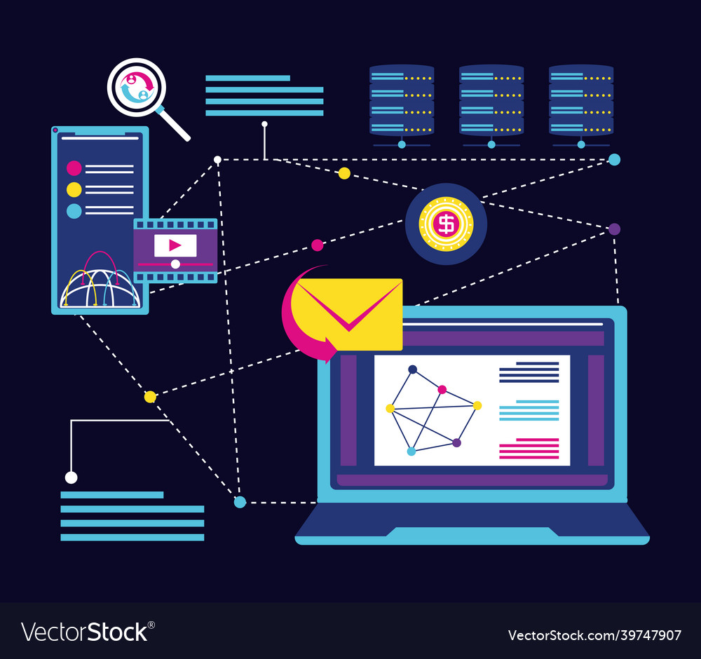 Network technology and connection Royalty Free Vector Image