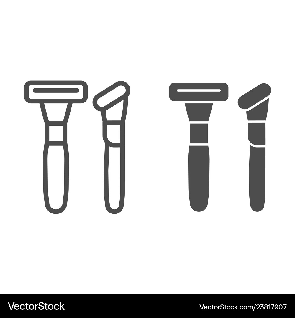 Safety razor line and glyph icon cutter Royalty Free Vector