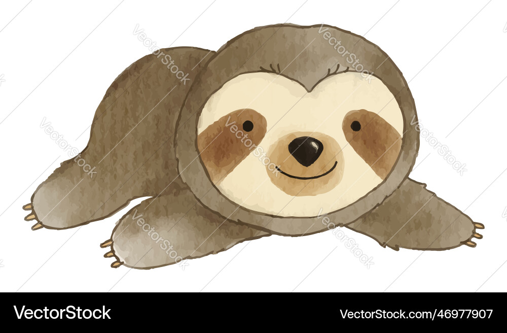 Sloth bear is creeping watercolor paint design Vector Image
