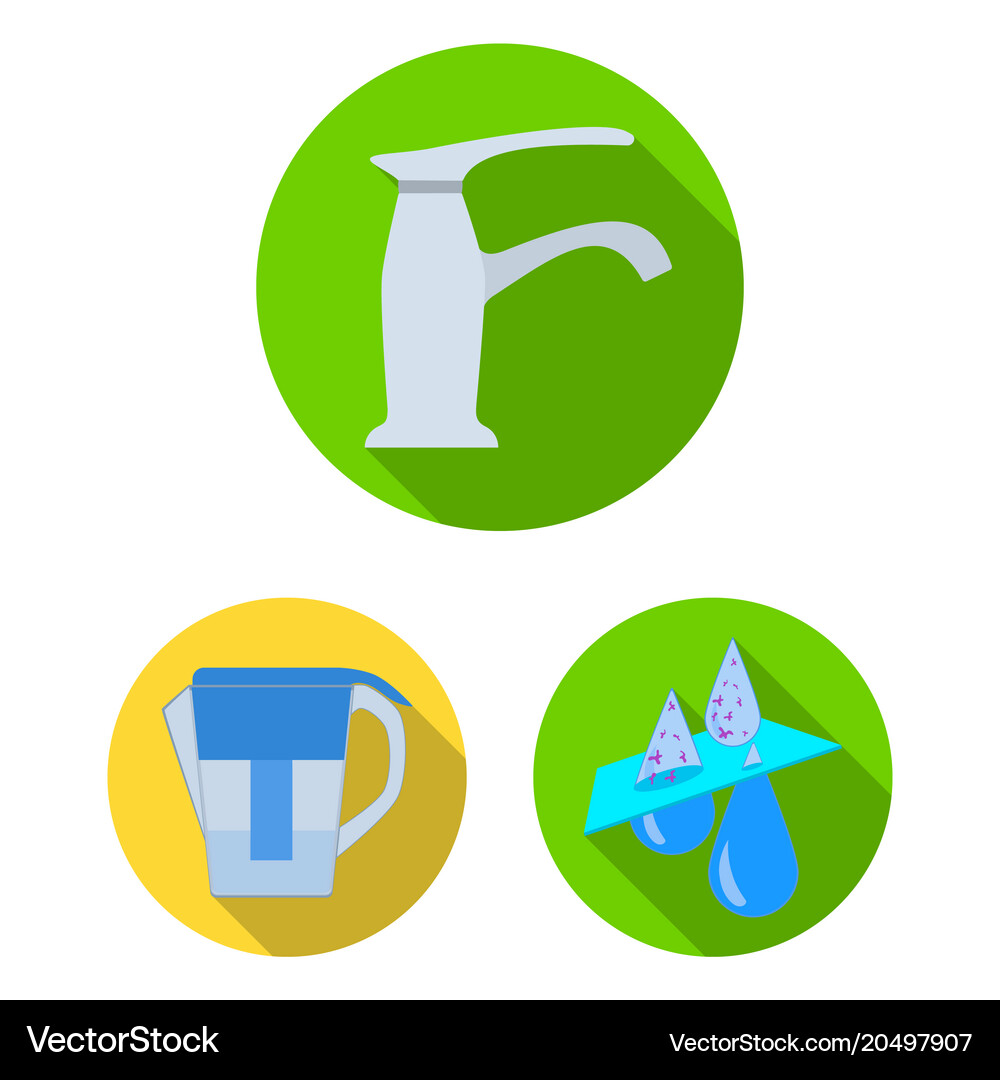 Water filtration system flat icons in set Vector Image
