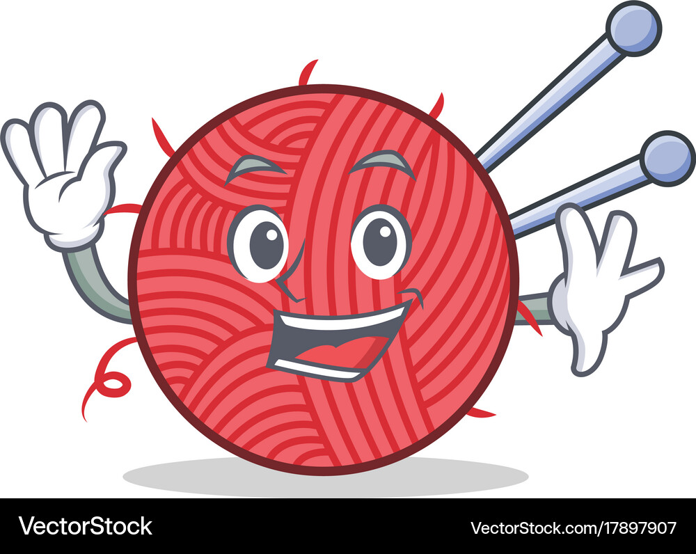 Waving knitting character cartoon style Royalty Free Vector