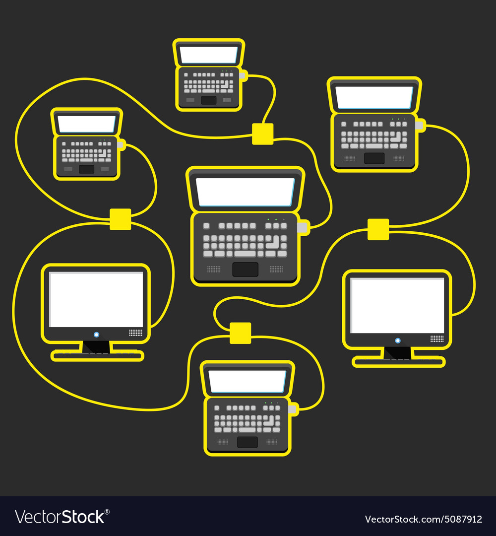 Abstract scheme of modern computer network Vector Image