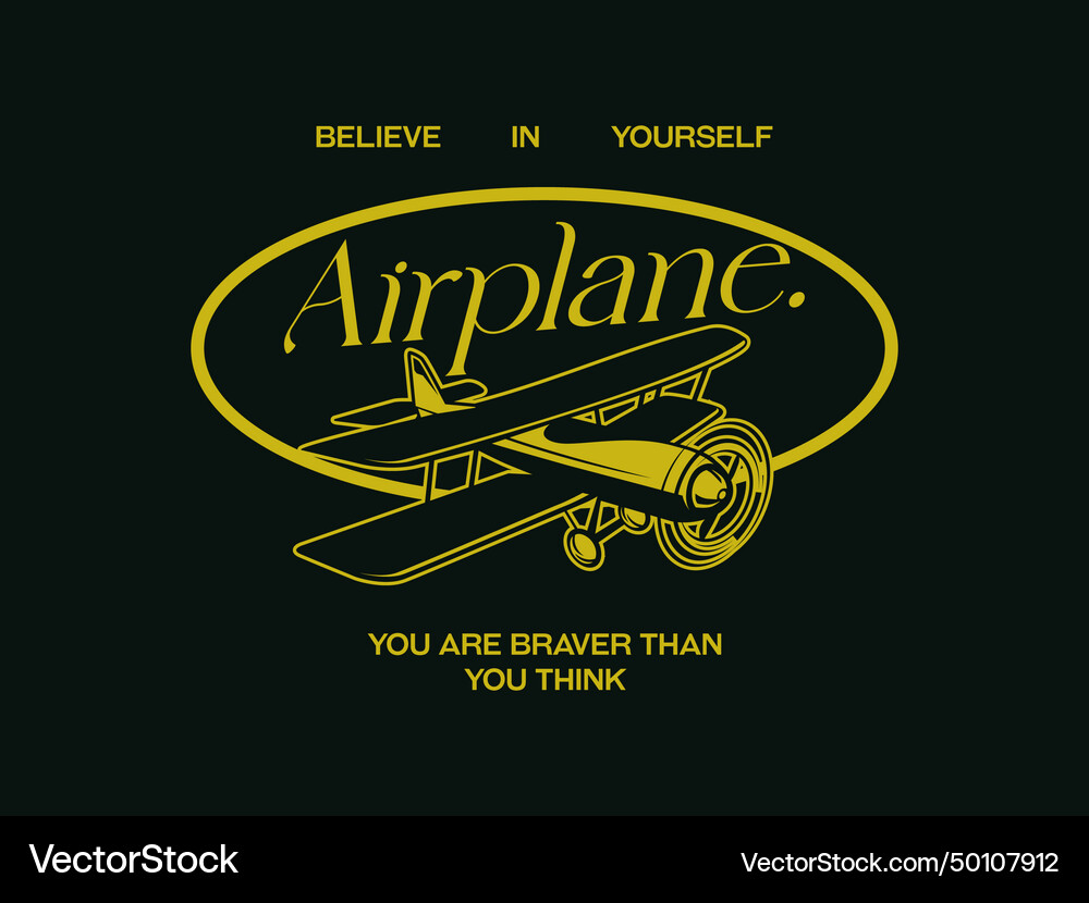 Air plane emblem biplane label badges Royalty Free Vector