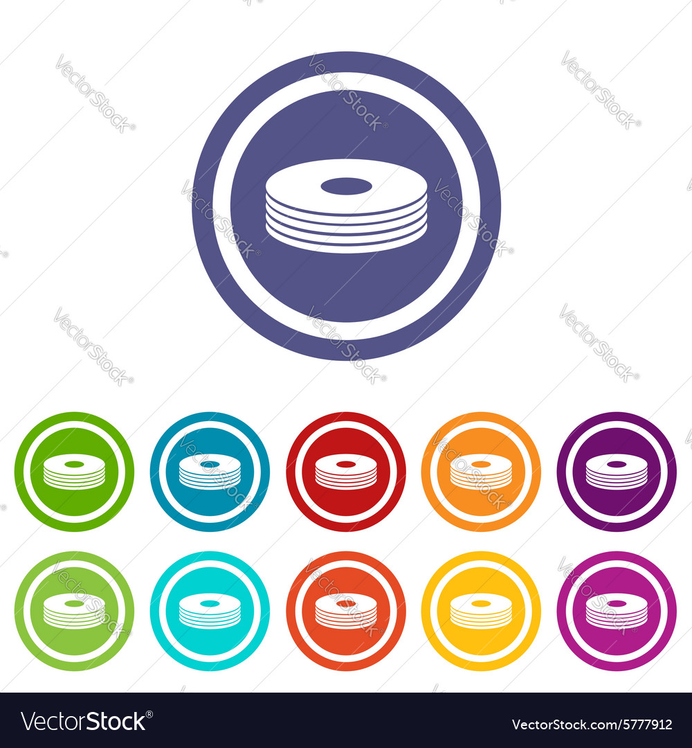 Cd stack signs colored set Royalty Free Vector Image