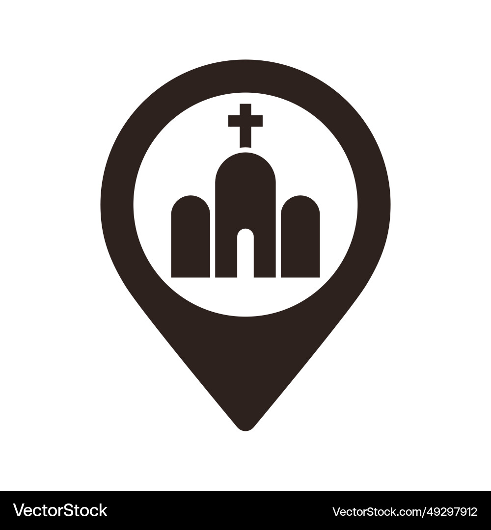 Church map pin landmark location gps Royalty Free Vector