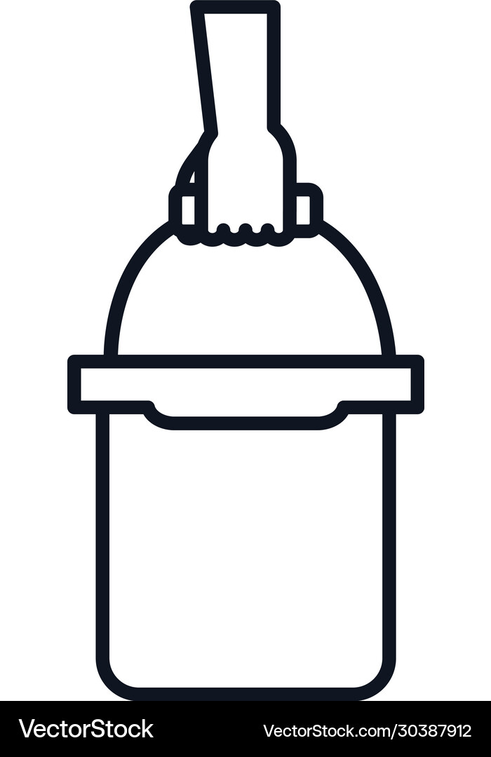 Hand holding bucket line style icon design Vector Image