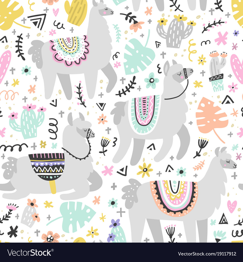 Lama seamless pattern Royalty Free Vector Image