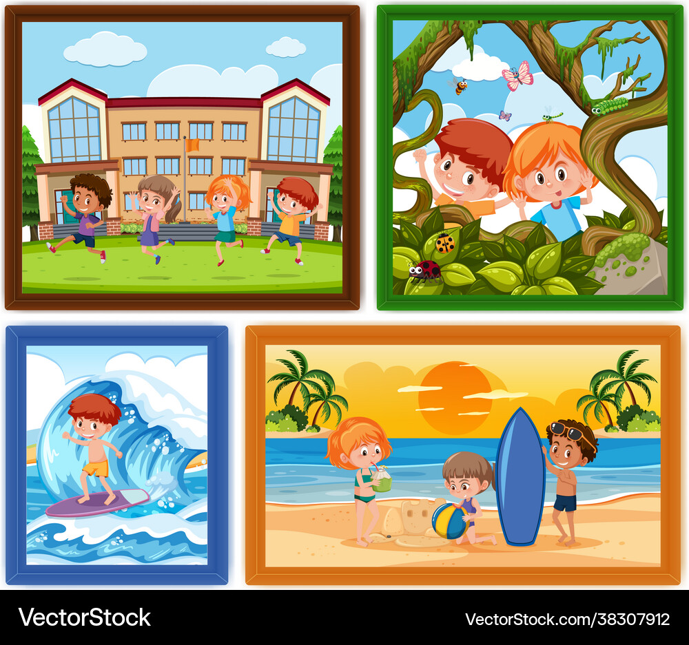 Set different kids photo frames Royalty Free Vector Image