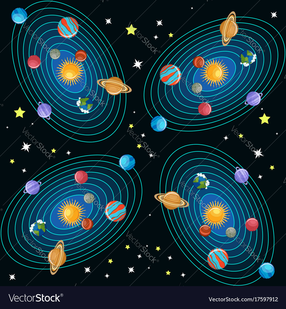 Solar system seamless pattern Royalty Free Vector Image