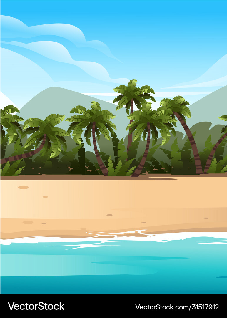 Vertical tropical landscape coast beautiful Vector Image