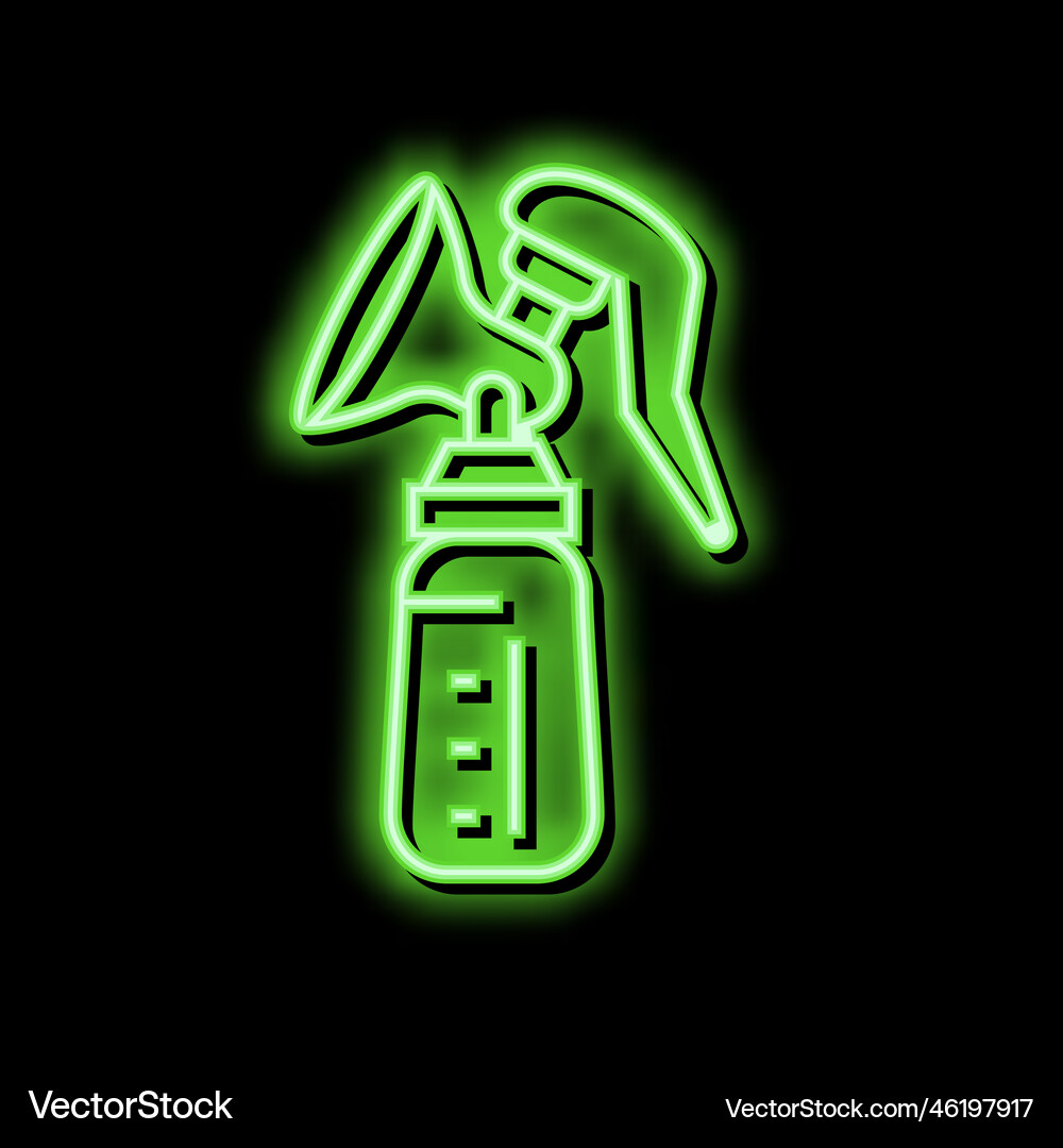 Breast milk pump neon glow icon Royalty Free Vector Image