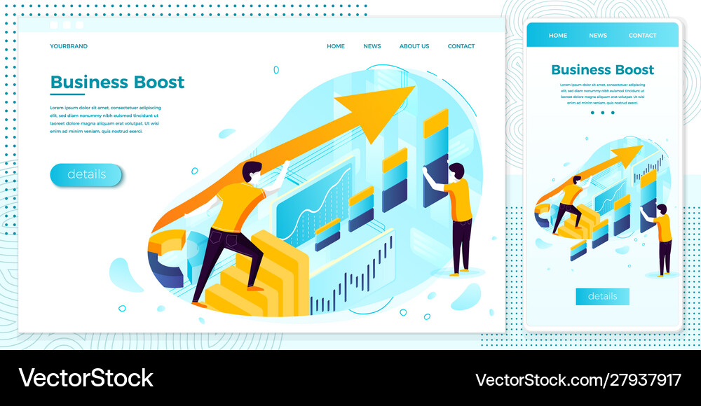 Business boost rising arrow with charts Royalty Free Vector